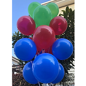 100 Pcs 12 Inch Red Royal Blue Dark Green Latex Balloons Decoration, Birthday Wedding Baby Shower Party Balloons Decoration (Red Blue Green)