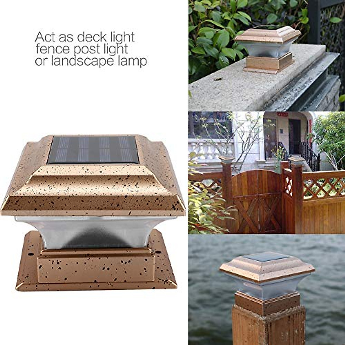 Shipenophy Solar Light Solar Powered Garden Security Lamp Outdoor Waterproof Home Garden Post Deck Light(Warm Yellow Light)
