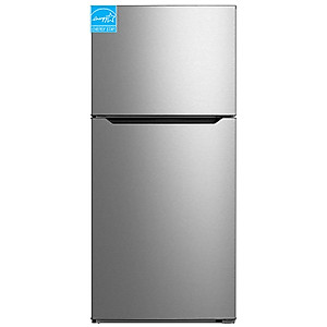 Smad Top Freezer Refrigerator with Reviseble Door 13.9 Cu.ft Refrigerators with Freezer Adjustable Temperature Garage Ready Refrigerator for Home Dorm Kitchen Stainless Steel