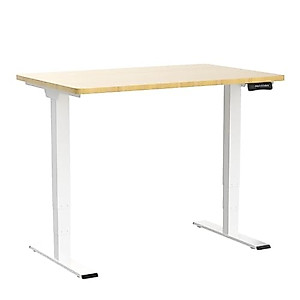 FLEXISPOT Pro 3 Stages Dual Motor Electric Standing Desk 48x30 Inches Whole-Piece Desk Board Height Adjustable Desk Electric Stand Up Desk Sit Stand Desk(White Frame + Natural Desktop)