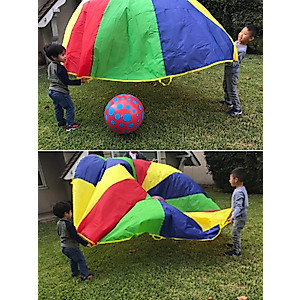 Everfunny Play Parachute, 12 Foot for Kids with 12 Handles Play Parachute for 8 12 Kids Tent Cooperative Games Birthday Gift