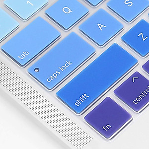 ProElife Blue Gradient Keyboard Cover Ultra Thin Keyboard Protector Skin for MacBook Pro with Touch Bar 13-inch 15-inch (Model A2159, A1989, A1990, A1706, A1707) (2019 2018 2017 2016) (Ombre Blue)