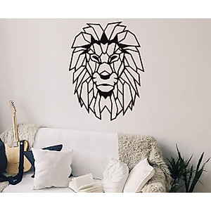 SOFT ART HOME Modern Wall Art Lion Head, Geometric Metal Wall Decor Size 20”Hx16”W for Home, Office and Living Room, Africa Themed House Warming Gift