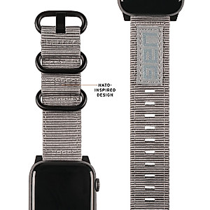URBAN ARMOR GEAR UAG Compatible Apple Watch Band 42mm/41mm/40mm, iWatch Series 10/9/8/7/6/5/4/SE 2/SE, High Strength Nylon Weave Replacement Strap, Nato Grey
