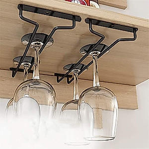 Wine Glass Shelf, Upside-down Home Goblet Iron Art Shelf, Wine Glass Hanging Storage Rack (Color : Black 4 Sets)