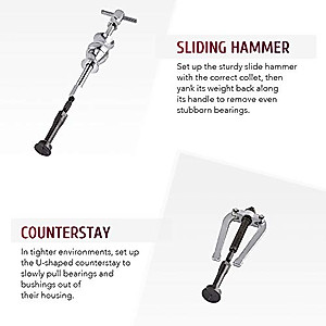 Orion Motor Tech OMT Blind Hole Collet Bearing Race and Seal Puller Extractor Kit, Slide Hammer Pilot Insert Inner Internal Bearing Removal Tool Set, 16PCS