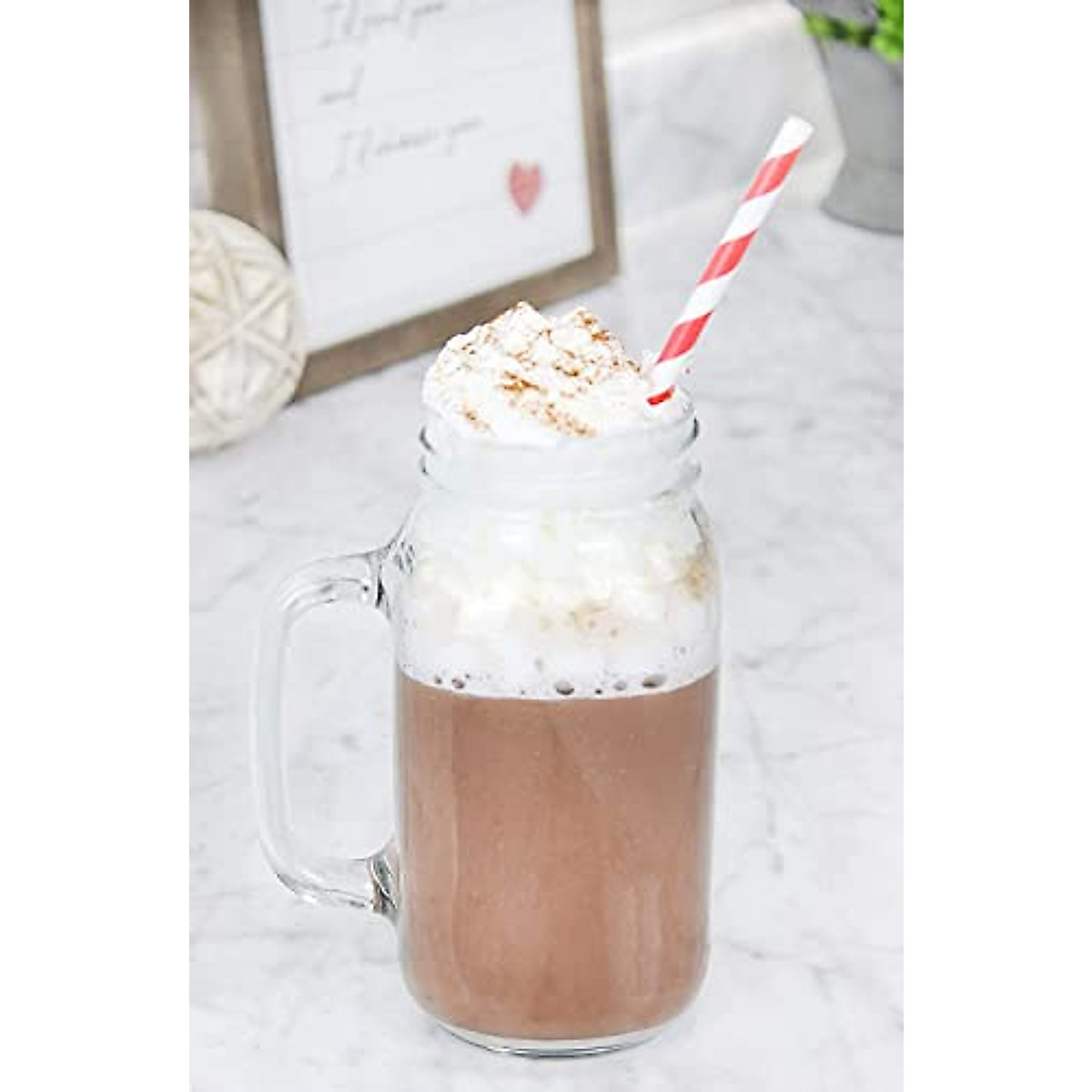 Darware Mason Jar Mugs with Handles (24oz, Clear, 4-Pack); Glass Drinking Glasses for Cold Beverages, Decoration, Storage, Party Favors, Cocktails, Floats