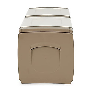 Homeplast Regular 52.83 Gallon Capacity Indoor Outdoor Heavy Duty Plastic Deck Box Storage Trunk, Beige/White