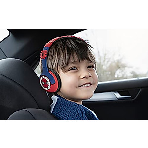 eKids Spiderman Kids Bluetooth Headphones, Wireless Headphones with Microphone Includes Aux Cord, Volume Reduced Kids Foldable Headphones for School, Home, or Travel