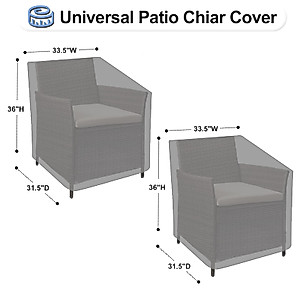 OutdoorLines Outdoor Waterproof Furniture Chair Cover - UV-Resistant Patio Lawn Chair Covers for Outdoor Furniture Windproof Heavy Duty Chair Covering, 2 Packs, 33.5Wx31.5Dx36H Inches, Grey