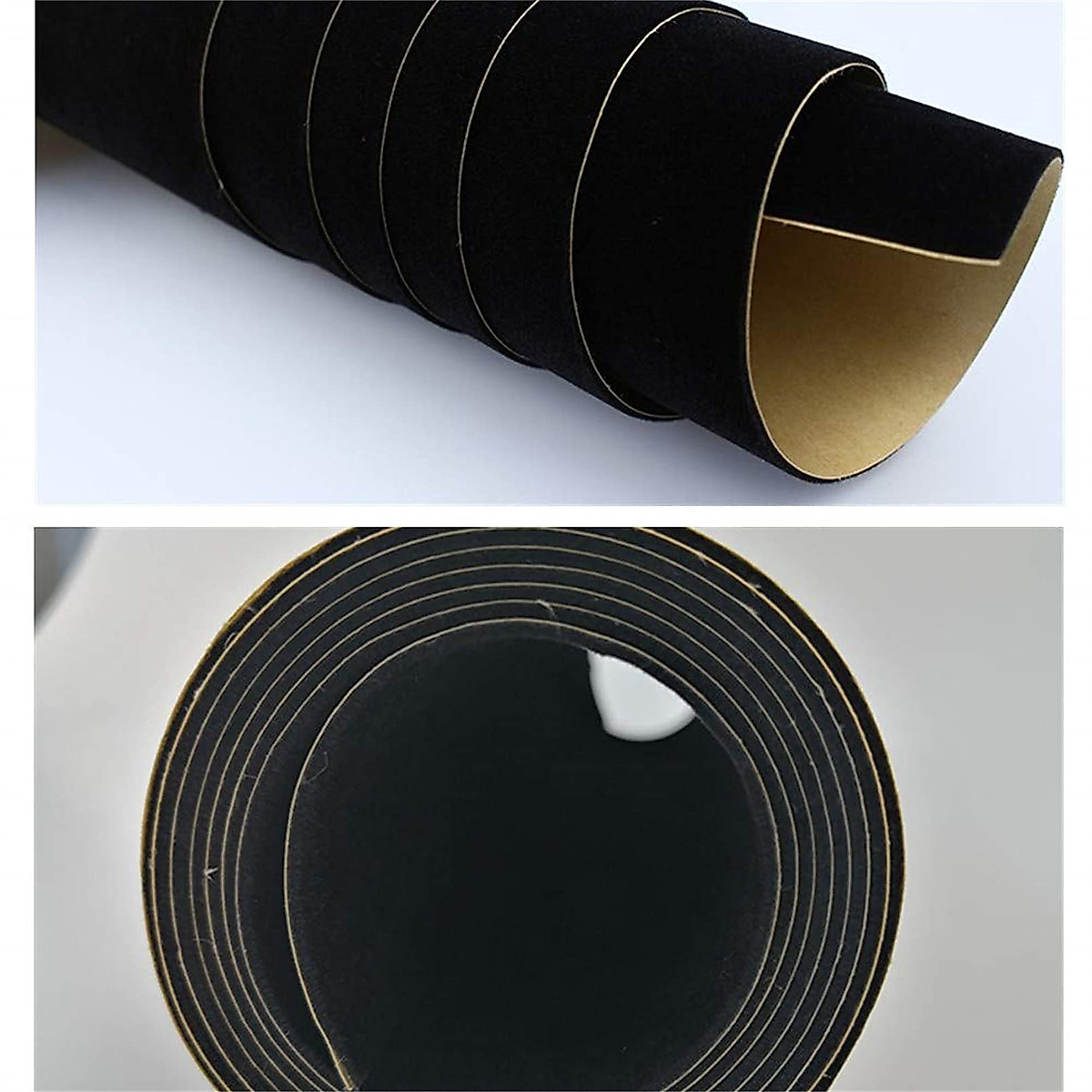 Mesheshe Self Adhesive Felt Fabric, Soft Velvet Drawer Liner, DIY Velvet Fabric for Art & Crafts, Jewelry Box Felt Liner, Solid Color Felt Wallpaper (17" x 130", Black)