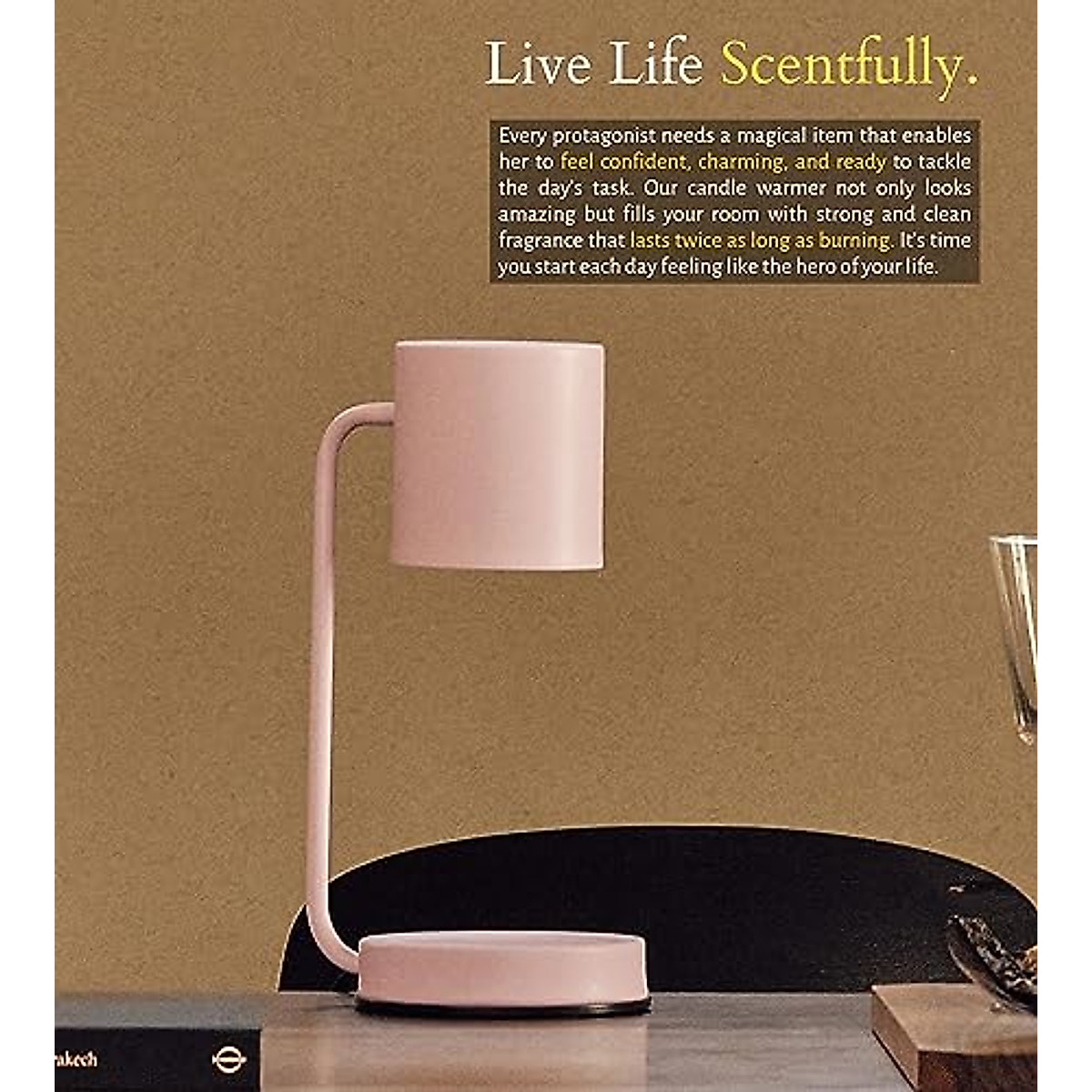 Cozyberry® Querencia Candle Warmer, Compatible with Yankee Candle Large Jar, Metal, Candle Lamp, 110-120V, Dimmable Candle Melter, Candle Warmer Lamp, Small & Large Size Jar Candles (Pink)