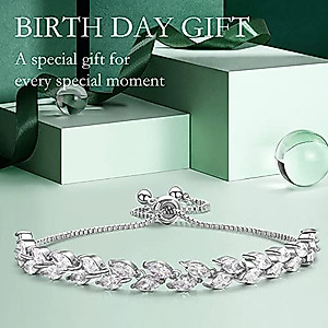 14K Silver Plated Tennis Bracelet Cubic Zirconia Classic Bracelet Silver Bracelets for Women Girls (GSZH-001)