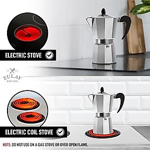 Zulay Kitchen Classic Stovetop Espresso Maker for Great Flavored Strong Espresso, Classic Italian Style 3 Espresso Cup Moka Pot, Makes Delicious Coffee, Easy to Operate & Quick Cleanup Pot