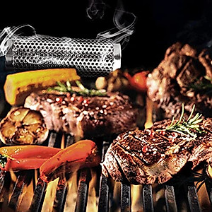 Smoker Tube, Smoker Box Cylindrical Detachable Large Capacity Fruit Wood BBQ Pellet Smoker Tube for Outdoor Camping(6 inches)