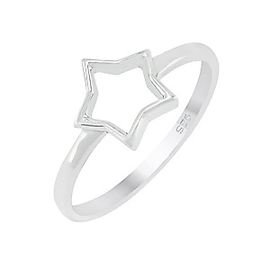 TISHAVI Star Shape Sterling Silver Ring, Size 9, 925 Silver Ring