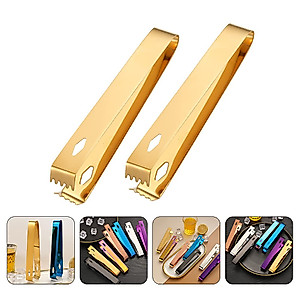 SOLUSTRE 2Pcs Gold Ice Tongs Stainless Steel Ice Bucket Tongs Small Serving Tongs Buffet Clip Ice Scooper for Appetizers Desserts Coffee Tea Party Bar