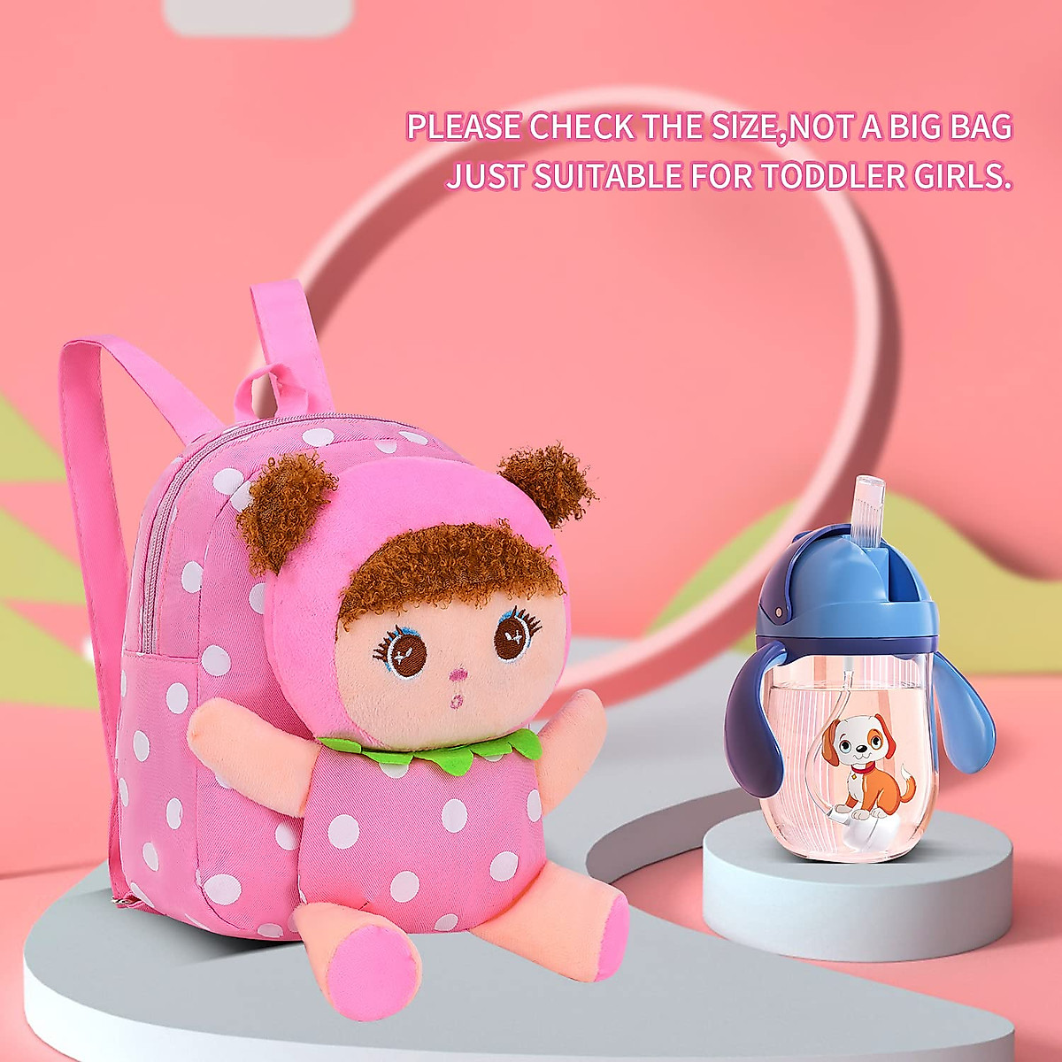Suerico Cute Toddler Backpack Plush Doll Toy Snack Travel Bag Preschool Shoulder Bag Gift for Kid