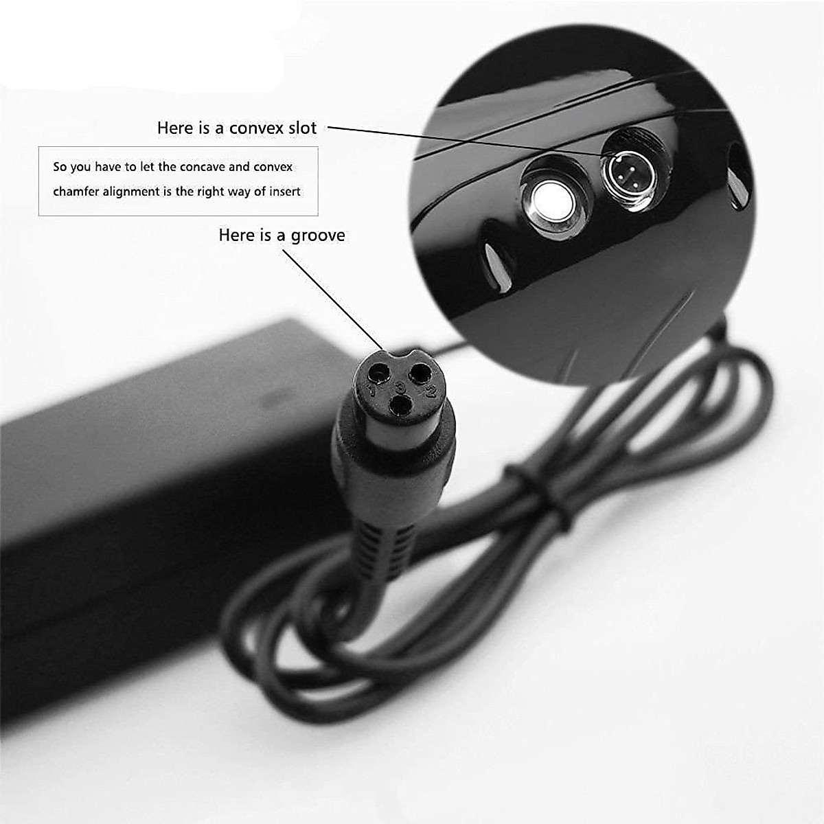 42V 2A Female 3-Pin XLR Connector, 3 Prong Inline Power Charger Cable, 0.31 inch Connector for Electric Sports & Outdoor Equipment (Fit 36V-42V Li-ion Battery Pack)