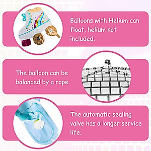 6 Pieces Roller Skate Balloon Boom Box 80s 90s 22 Inch Disco Foil Balloons 80s 90s Rainbow Retro Party Balloon for Party Decorations Wedding Anniversary Hip Hop Theme Party Supplies (Ball Style)