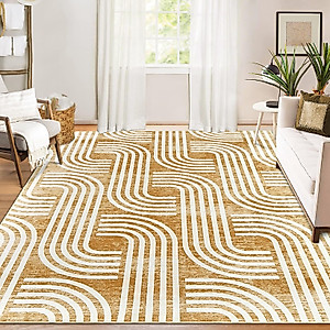 CARMIO Area Rug 8x10, Machine Washable Rugs Soft Living Room Rugs Arch Pattern Knot Modern Print Area Rug Non Slip Indoor Floor Carpet for Bedroom Nursery Kitchen, Coffee