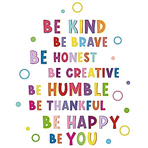 Colorful Inspirational Quotes Wall Decals Motivational Phrases Stickers Inspirational Lettering Decals Be Thankful Be Creative Be Brave Decals for Classroom Nursery Kids Home Decoration