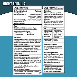 Nature's Way Umcka ColdCare Day + Night, Soothing Hot Drink Mixes, Lemon & Honey Flavors, 12 Packets