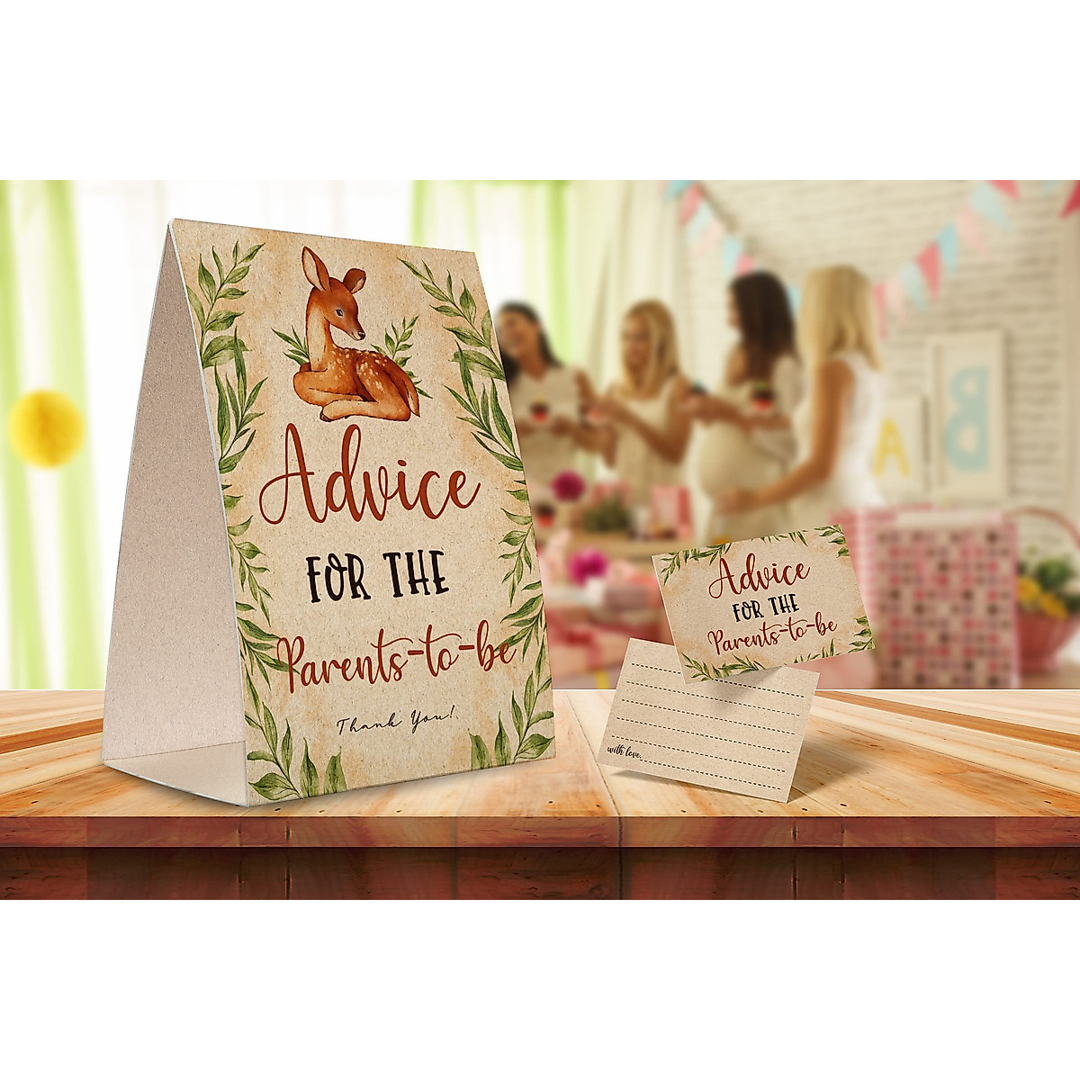 Advice for the Parents-to-Be Sign, Baby Shower Advice Game Kit (1 Standing Sign + 50 Advice Cards), Baby Showers Decorations-NPZAD11