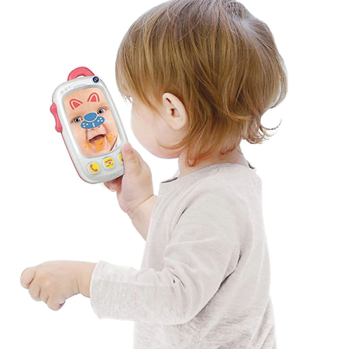 Baby Selfie Toy Phone with Easy-Press Buttons & Light-up Mirror - Baby Phone for 9+ Month Old - Play Phone Baby Musical Toys to Encourage Tummy Time, for Babies