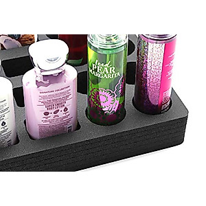 Polar Whale Lotion and Body Spray Stand Organizer Large Tray Washable Waterproof Insert for Home Bathroom Bedroom Office 23.25 x 13.5 x 2 Inches 40 Slots Black