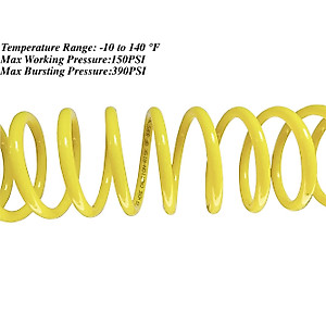 SANFU (PU) Polyurethane Recoil Air Hose 1/4”ID x 50ft with Bend Restrictor,1/4” Industrial Steel Quick Coupler and Plug, Yellow(50’)