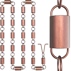 Rain Chains Direct - Channel Link Rain Chain - 8.5 FT - Pure Solid Copper - Premium Rain Chains for Gutters