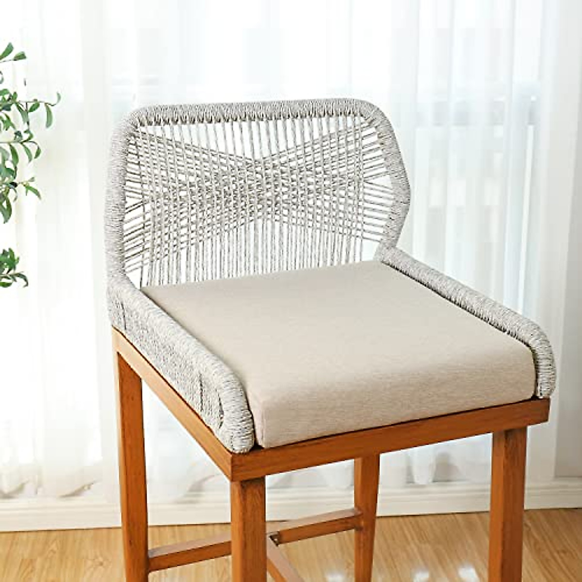 Letusto 30" Rope Woven Bar & Counter Stools – Modern Patio Aluminum Frame Chair Suitable Kitchen Island, Patio, Porch, Restaurant etc. Indoor and Outdoor (Cross Woven Design, 30"(Bar Height))