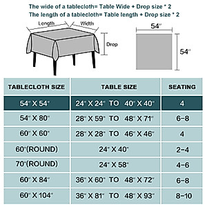FantasDecor Square Tablecloth Linen Table Clothes for Square Tables 54 Inch Wrinkle Resistant and Waterproof Washable Linen Fabric Table Cover for Dining Room and Outdoor Use, Grey, 54 x 54 Inch