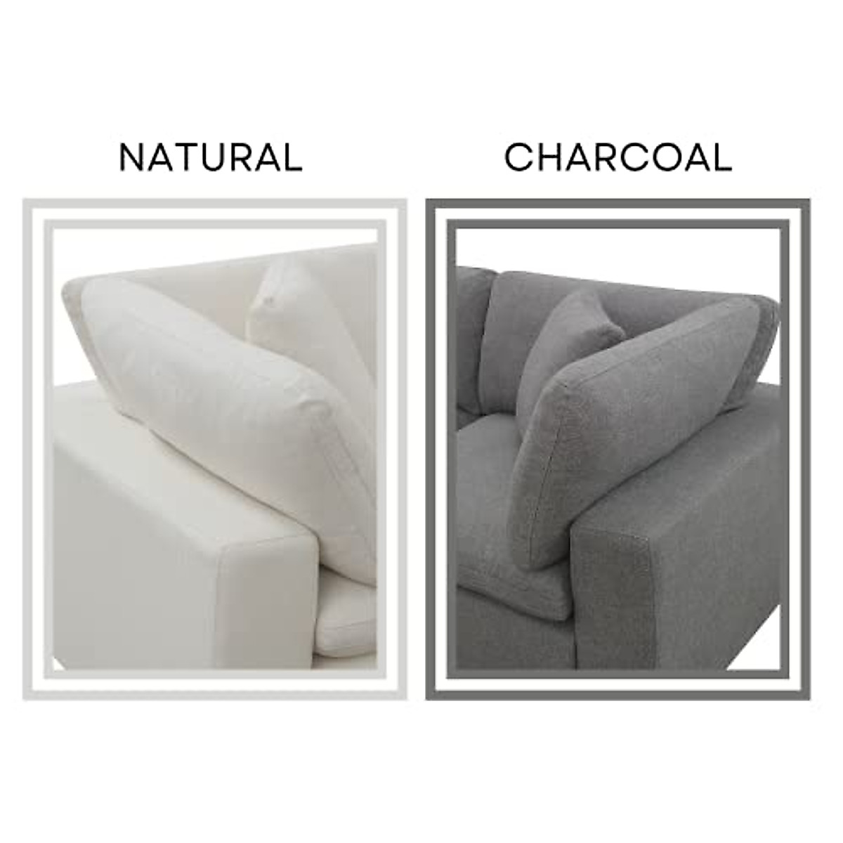 ASY Cloud Down Modular Sectional Sofa 121' L-Shaped Reversible Chaise Couch Feather - Low to Ground Modern Deep & Plush Seats (4-Piece (Corner Chair (2) + Armless (1) Ottoman (1), Natural), (CLD9)
