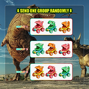 Dinosaur Toys for 2-5 Year Old Boys, Flashing Lights and Roar Music, 3pcs Pull Back Cars, Monster Trucks Christmas Birthday Gifts for Kids