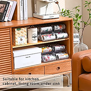 2 Pack Soda Can Organizer Dispenser for refrigerator, Clear Refrigerator Organizer Bins, 2 Tier Automatic Rolling Beverage Beer Soda Can Holder for Fridge, Pantry, Cabinets, Freezer, BPA Free