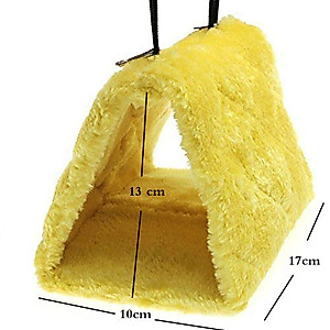Cdycam Pet Bird Nest Hammock Hanging Cave Cage Plush Snuggle Happy Hut Tent Bed (Yellow(Small))