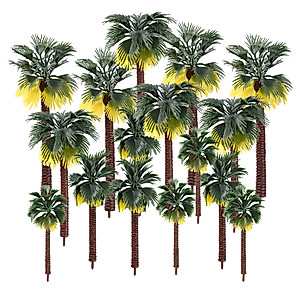 HUIANER Palm Tree Model Trees, Miniature Palm Trees Mixed 4 Size Fake Plastic Trees with No Stands for DIY Scenery Landscape Cake Decoration（16Pcs 2.76" - 5.9"）