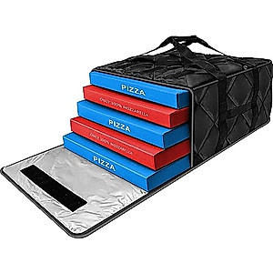 MyLifeUNIT Pizza Bag for Delivery, Thermal Insulated Pizza and Food Delivery Bag, 20" x 20" x 10.5" Pizza Warmer Bag, Holds 6 Large 18” Pizza Boxes, Hot Pizza Carrier Insulated Bags for Uber Eats/Bike