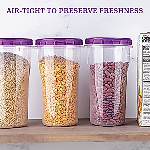 PLASTICPRO 48 Ounce Twist Top Deli Containers Clear bottom With Purple Top Twist on Lids Reusable, Stackable, Food Storage Freezer Container