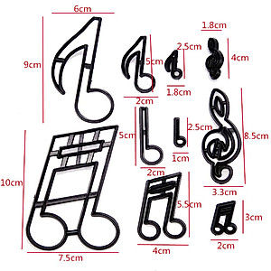 Musical Note Fondant Cutter, Dfinego 10PCS Cookie Cutters Set for Party/Anniversary/Wedding/Engagement Cake Decorating Fondant Mould Sugar Craft Cutting Tool