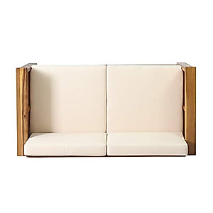 Christopher Knight Home Louver Chat Set, Teak + Cream