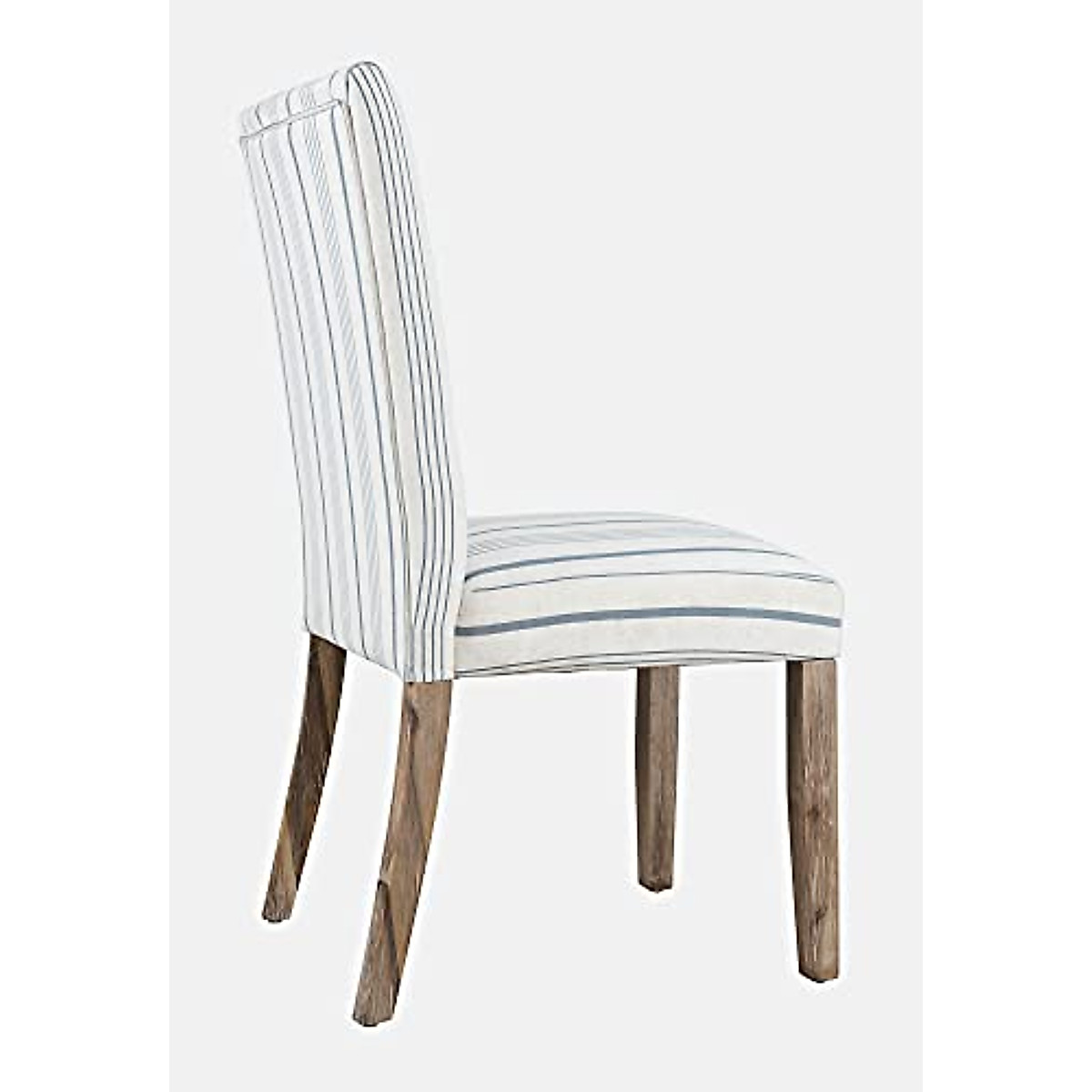 Jofran Eastern Tides Upholstered Parsons Dining Chair, Off-White with Blue Stripes