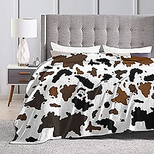 Artfuy Cow Print Blanket Microfiber Fleece Throw Blanket Lightweight Soft Cozy Sherpa Plush Bed Blankets for Bed Chair Sofa Couch Bedroom 40"X50"