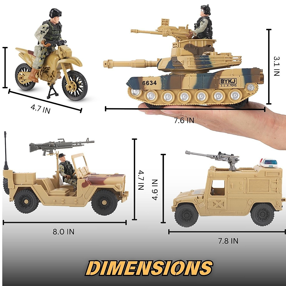 Liberty Imports 42 PCS Military Base Toy Combat Zone Playset - Battle Site with Tanks, Boat, Motorcycle, Trucks, Army Men Soldier Action Figures, Weapons, and Accessories for Kids