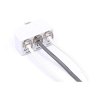 1 Pack, White - 2 Line Phone Splitter - 3 Way Telephone Line Splitter (Line 1, Line 2, and Twin Line) - Dual Line Telephone Splitter with RJ11 Keystone Jack - Phone Line Adapter - 1 Piece, White