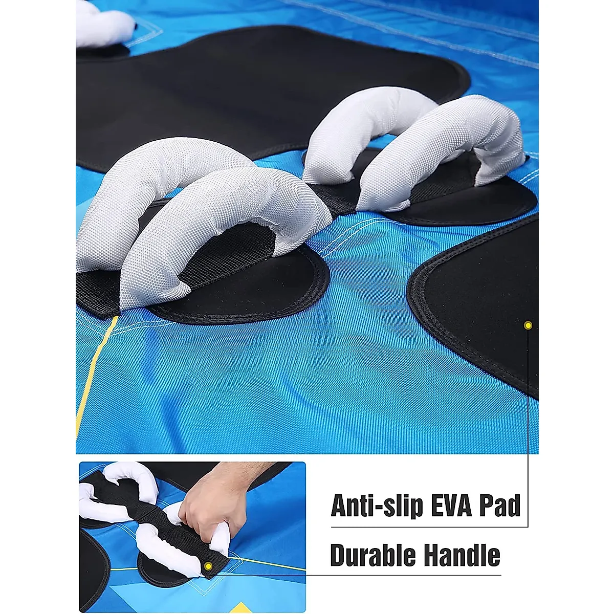 Vitalmeter Towable Tube for Boating 3 Rider Inflatable Water Sports Towable Tube with EVA Foam Seat Pads, Dual Tow Points, Grip Handles for Kids Adults Blue