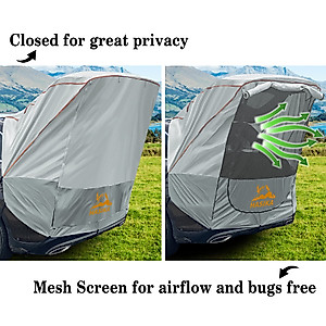Poles Included Tailgate Shade Awning Tent for Car Camping Road Trip Essentials Small to Midsize SUV Waterproof 3000MM UPF 50+Grey (Large)