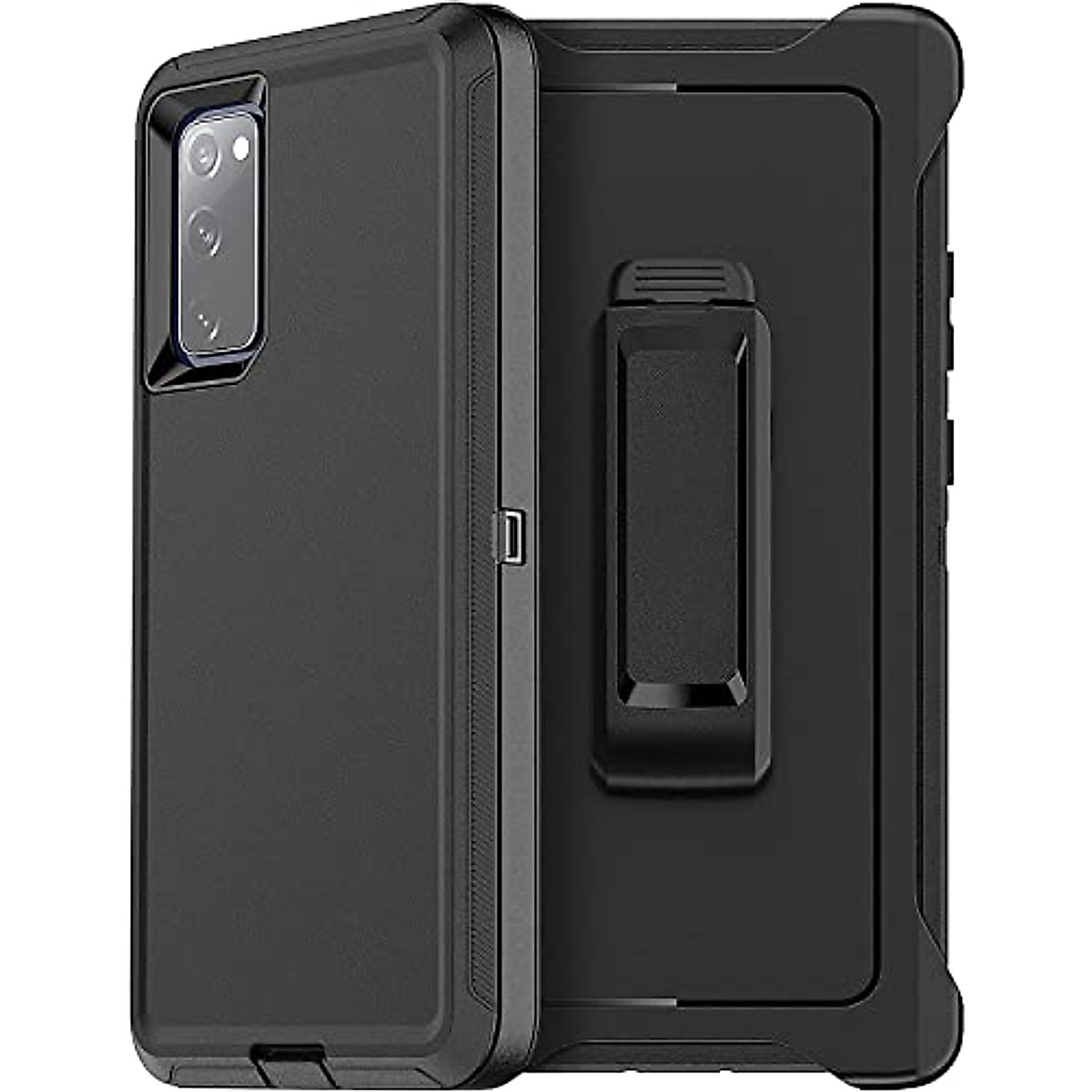 Case for Samsung Galaxy S20 FE 5G (2020) Heavy Duty Shockproof Drop-Proof Triple Layer Defense Cover 6.5” (Black with Belt Clip), Black
